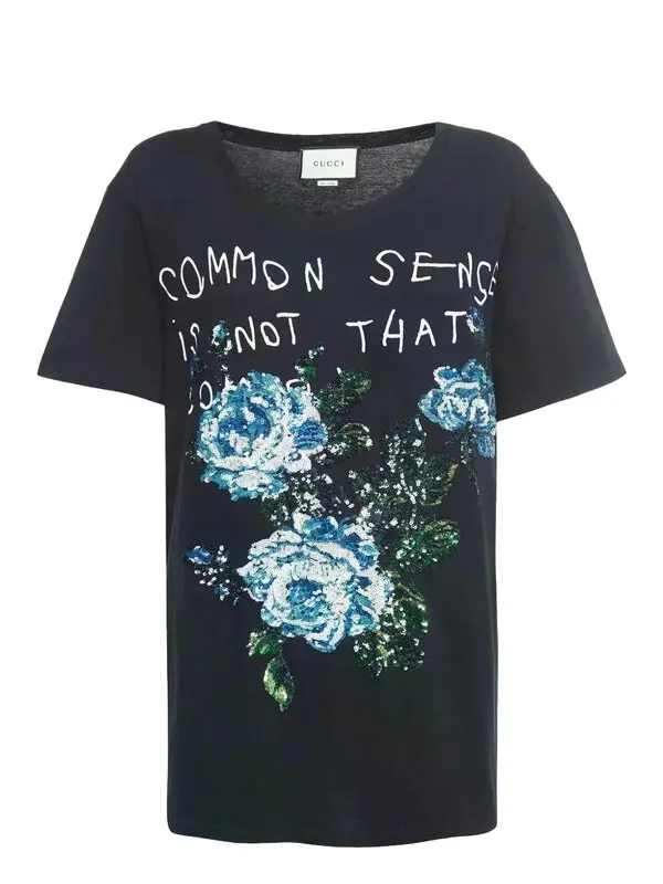 Gucci Coco Capitán Sequin-embellished T-shirt - Black