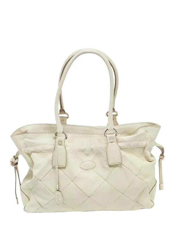 TOD'S Quilted Leather Tote Bag - Neutrals