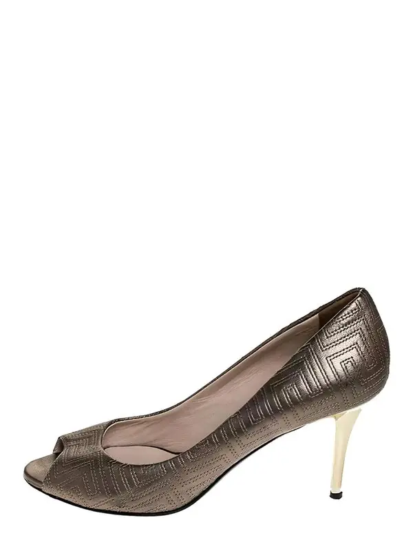 Versace 80mm Embroidered Peep-toe Pumps - Brown