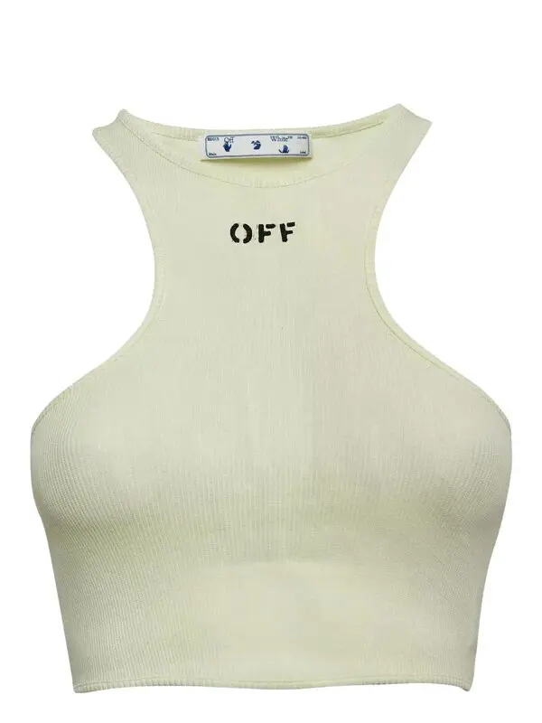Off-White Racerback Ribbed Top - Neutrals