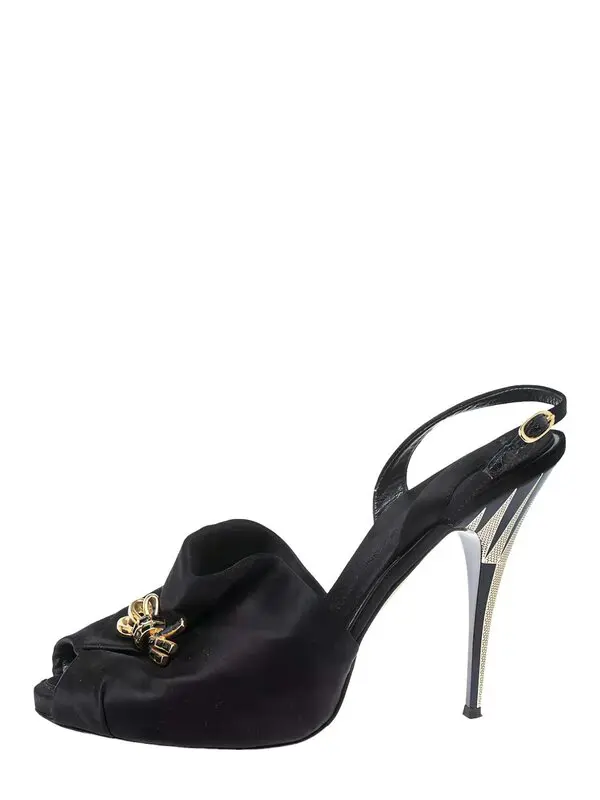 GIUSEPPE ZANOTTI 115mm Satin Peep-toe Slingback Sandals - Black