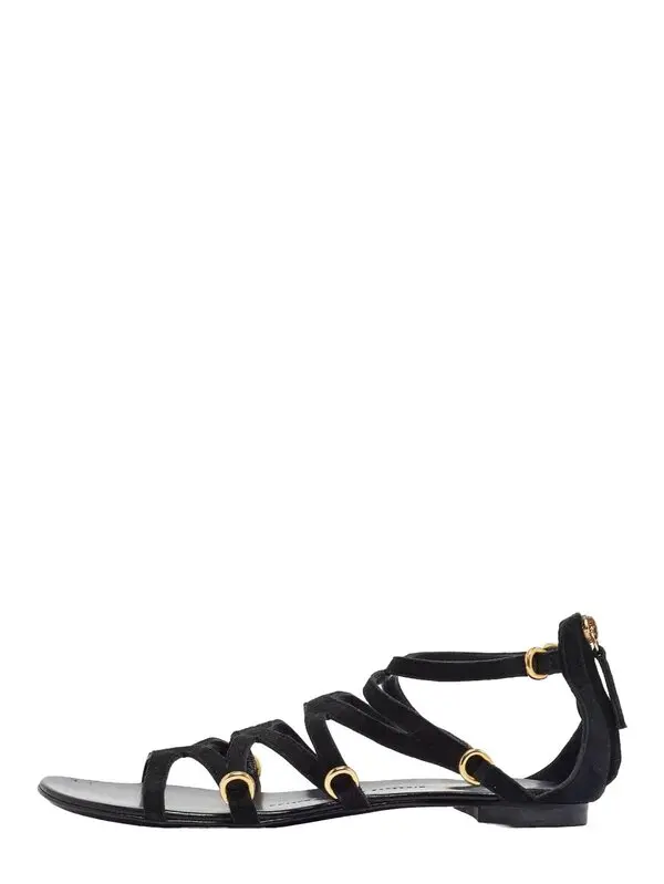 GIUSEPPE ZANOTTI Suede Flat Sandals - Black