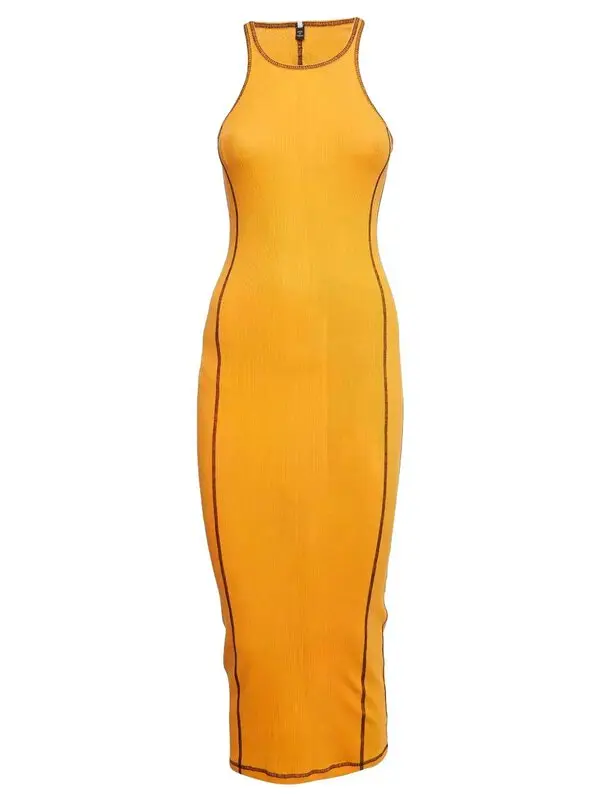 Alexander McQueen Ribbed Seam-detail Dress - Orange