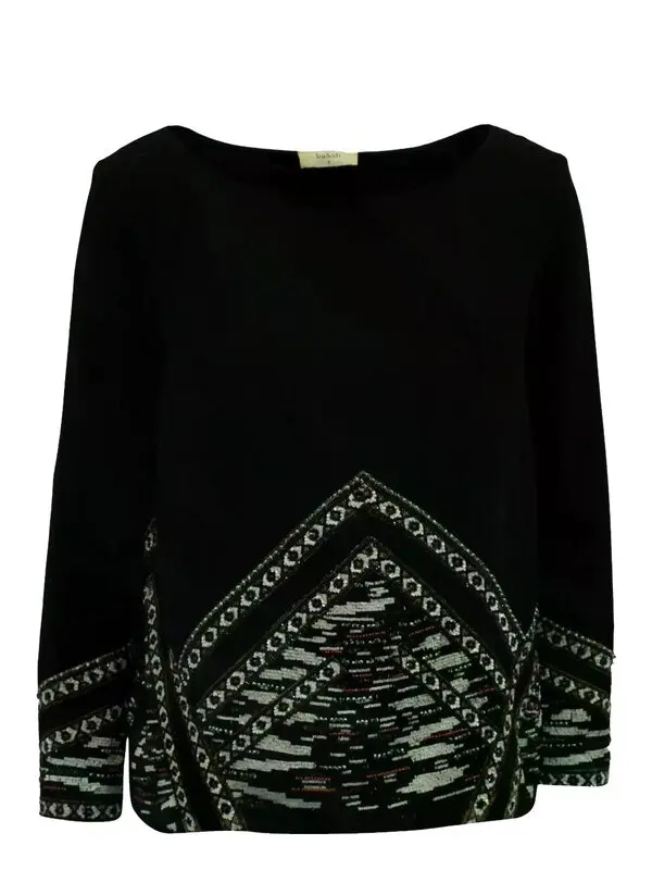 Ba&sh Embroidered Boat Neck Sweater - Black
