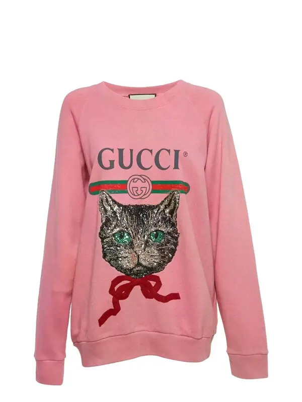 Gucci Cat-embellished Sweatshirt - Pink
