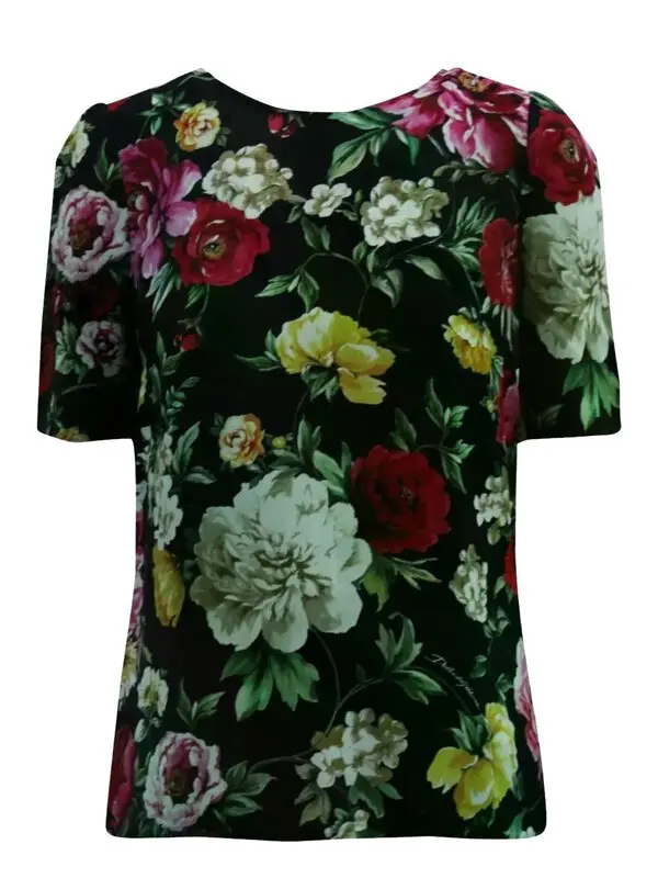 Dolce & Gabbana Floral-print Short-sleeved Blouse - Black