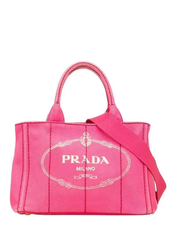 Prada Small Canapa Logo Satchel - Pink