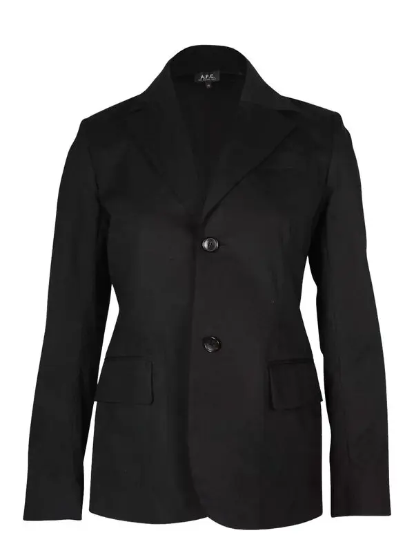 A.p.c. Single-breasted Cotton Blazer - Black