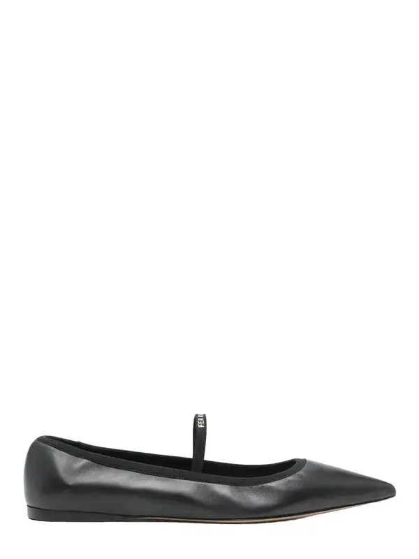 FERRAGAMO Pointed Leather Ballerina Shoes - Black