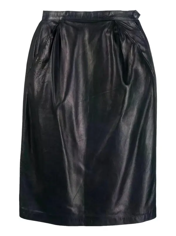 Saint Laurent 1980s High-waisted Leather Skirt - Blue