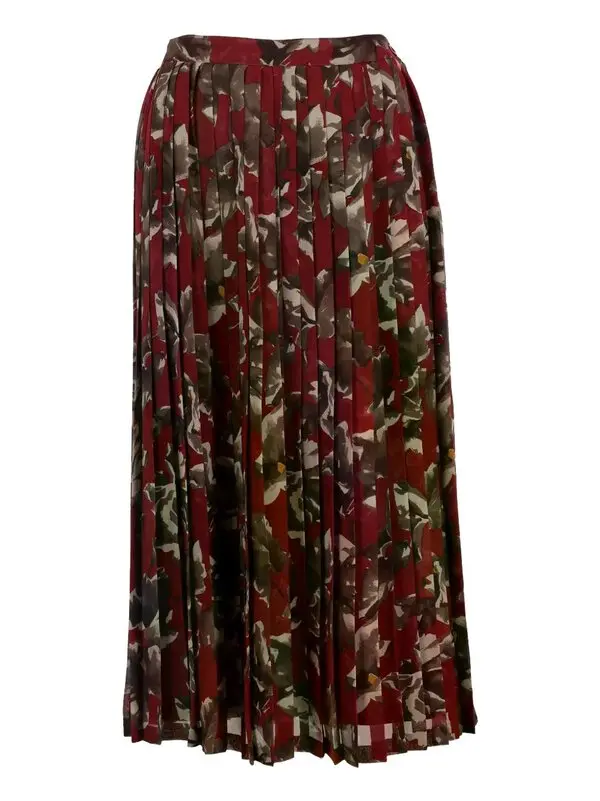 Gucci 1970s Pleated Maxi Skirt - Red