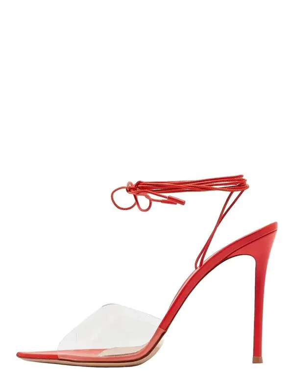 GIANVITO ROSSI 115mm Leather Lace-up Sandals - Red