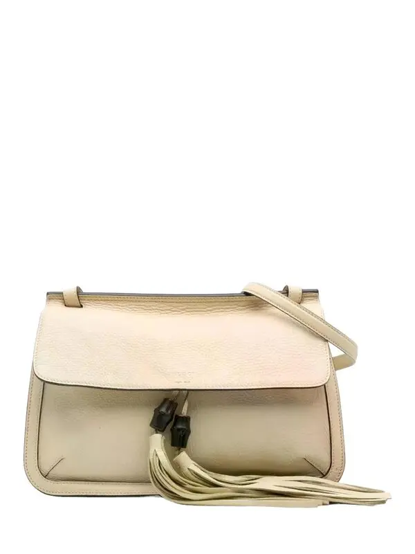 Gucci Leather Bamboo Daily Crossbody Bag - White