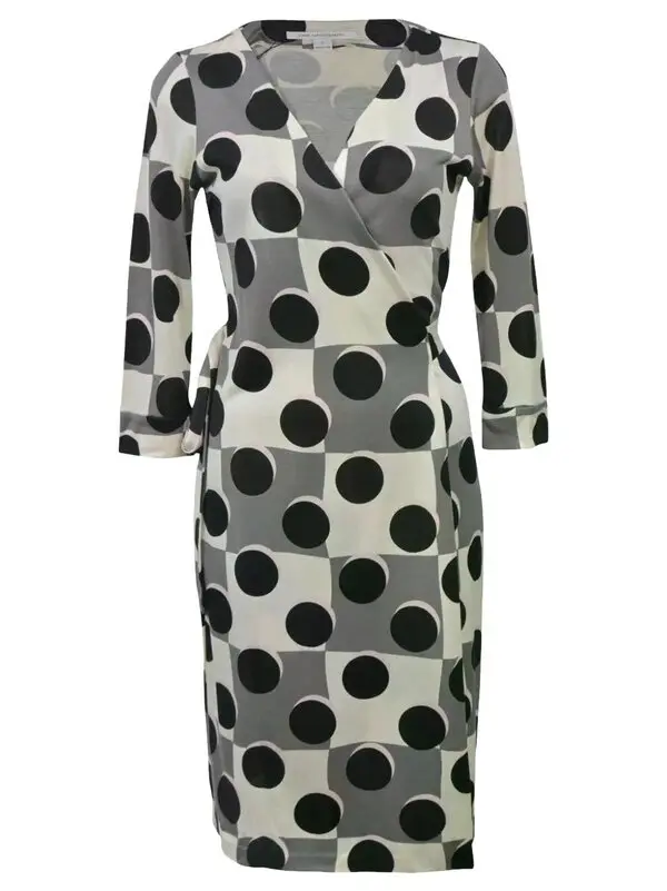 Diane Von Furstenberg Polka Dot Silk Wrap Dress - White