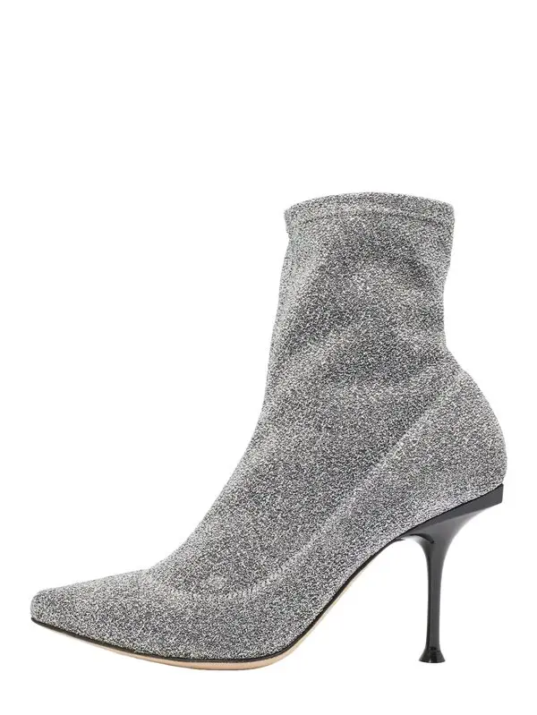 SERGIO ROSSI 90mm Embellished Ankle Boots - Silver