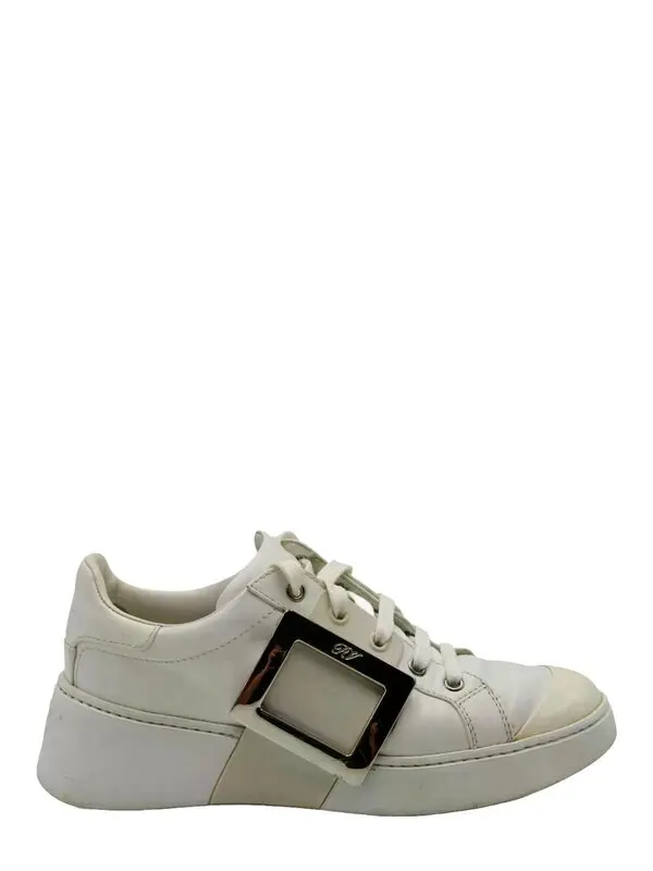 ROGER VIVIER Viv Skate Metal-buckle Sneakers - Neutrals