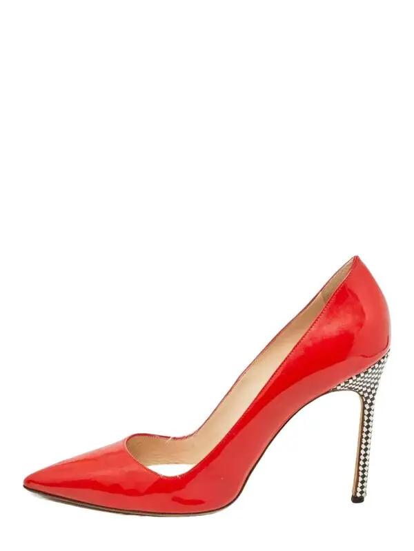 Manolo Blahnik Checkered Heeled Pumps - Red