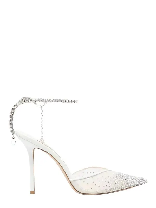 JIMMY CHOO Saeda 105mm Crystal-embellished Pumps - White
