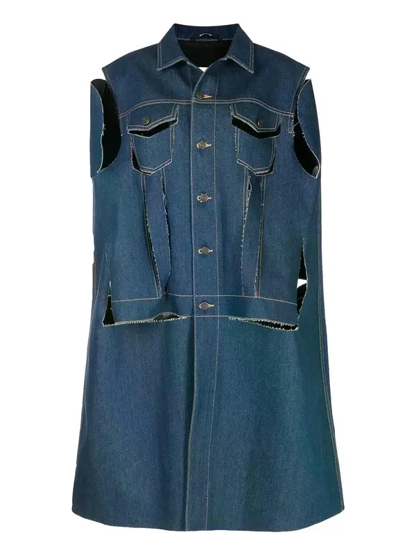 Maison Martin Margiela Distressed-effect Denim Cape Coat - Blue