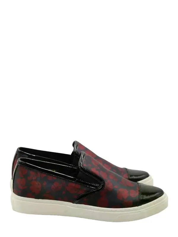 Mother Of Pearl Floral-print Patent-leather Slip-on - Black