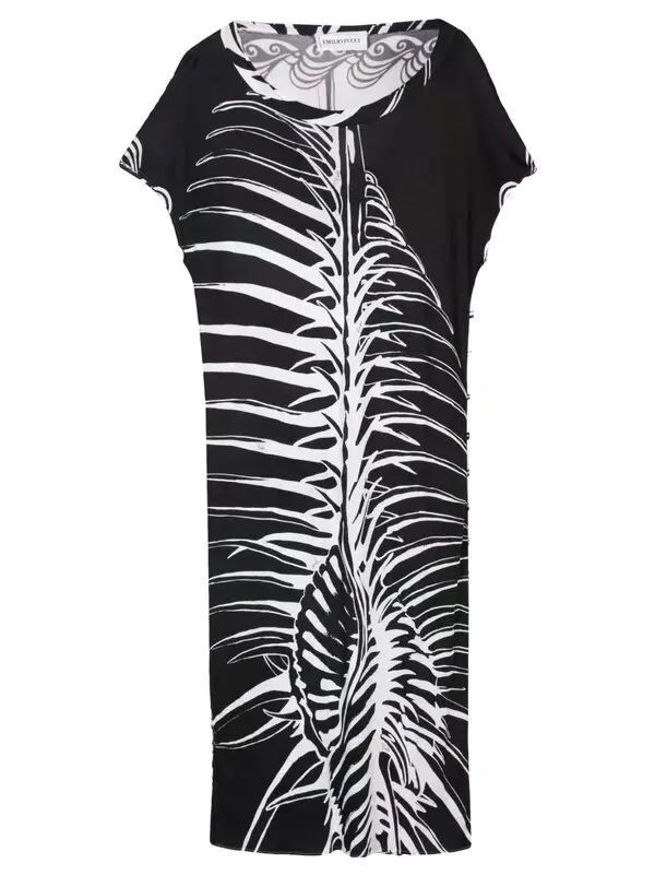 Emilio Pucci 2000s Printed Midi Dress - Black