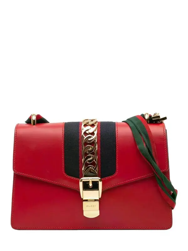 Gucci Small Leather Sylvie Satchel - Red