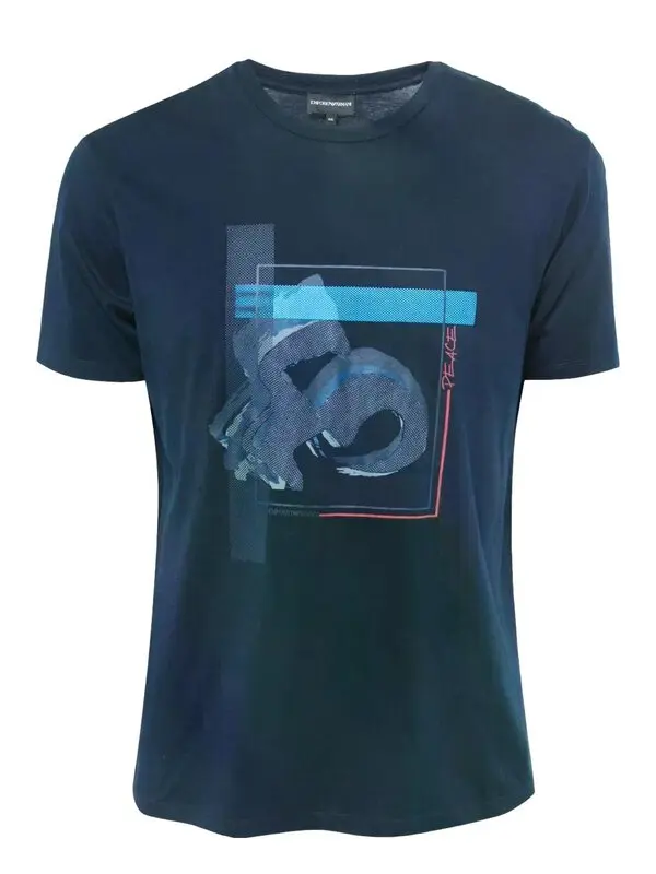 Emporio Armani Abstract-print T-shirt - Blue