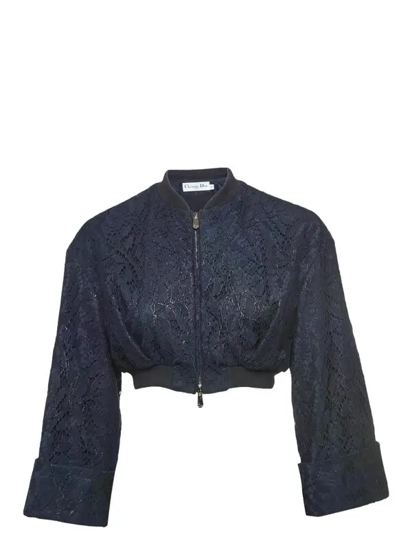 Dior Floral Lace Cropped Jacket - Blue