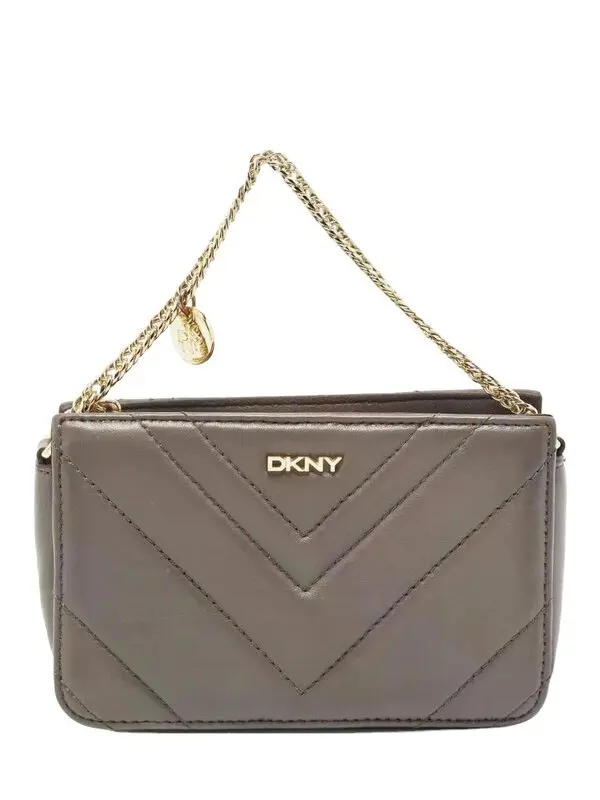 Dkny Chevron Quilted Leather Clutch - Grey