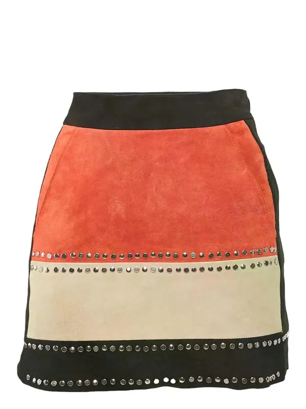 Maje Suede Studded Skirt - Black