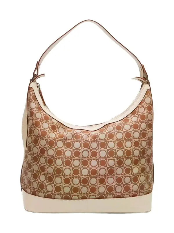 FERRAGAMO Gancini Pattern Canvas Shoulder Bag - Neutrals