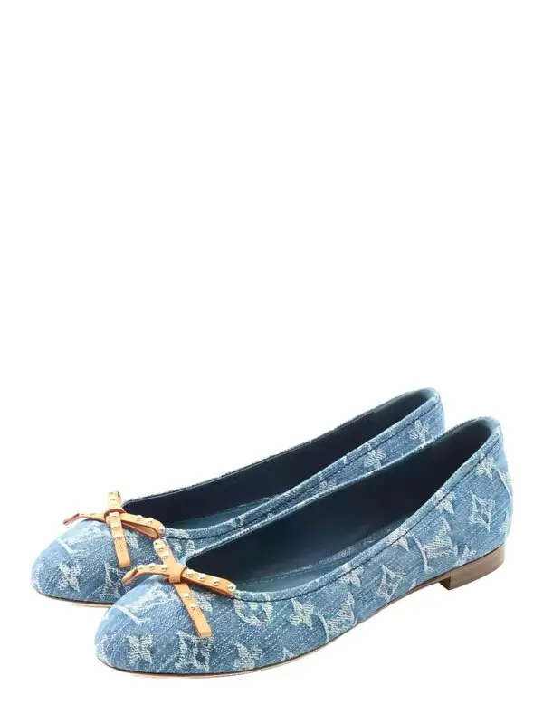 LOUIS VUITTON Nina Monogram Bow Ballerina Pumps - Black