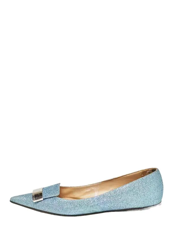 SERGIO ROSSI Glittered Pointed-toe Flat Pumps - Blue