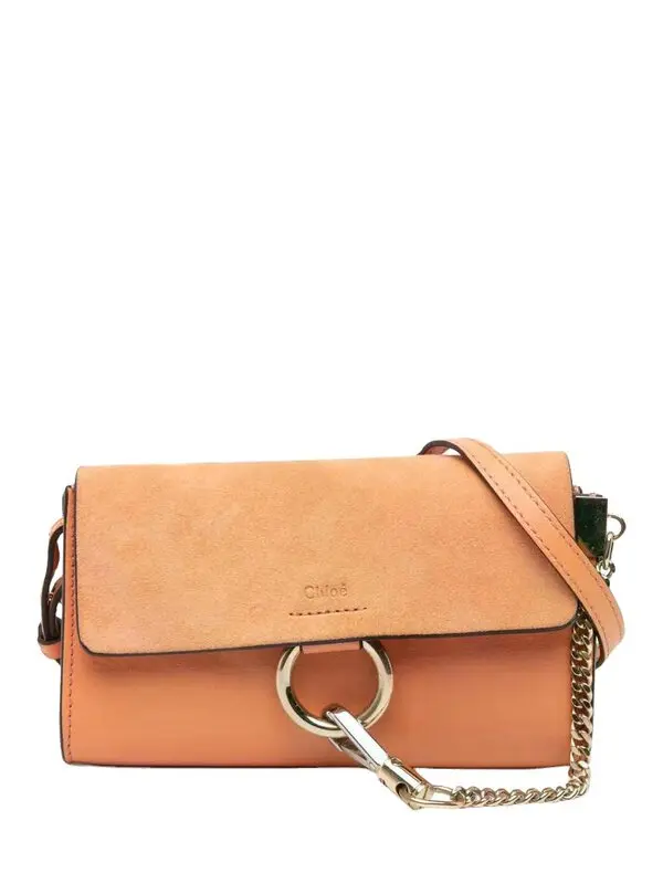 Chloé Small Suede And Calfskin Faye Crossbody Bag - Orange