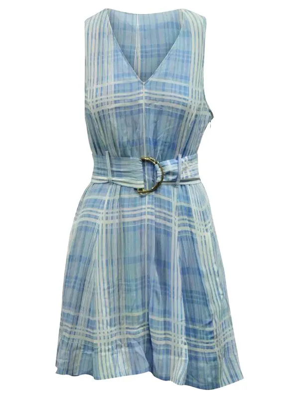 Diane Von Furstenberg Plaid Mini Dress - Blue