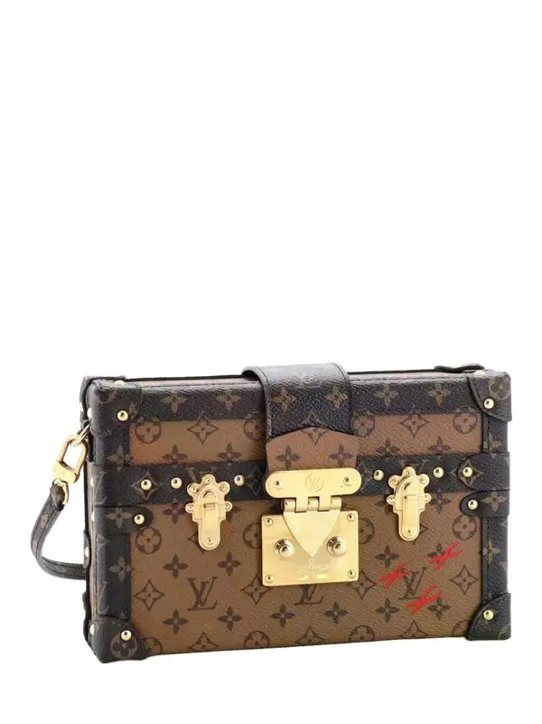 LOUIS VUITTON Petite Malle Handbag Reverse Monogram Canvas Clutch - Brown