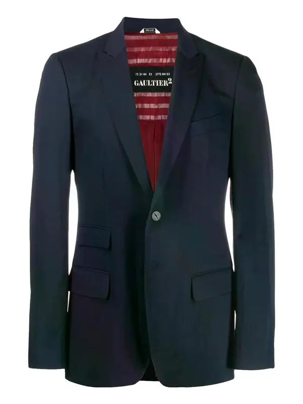 Jean Paul Gaultier Peaked Notched Lapel Blazer - Blue