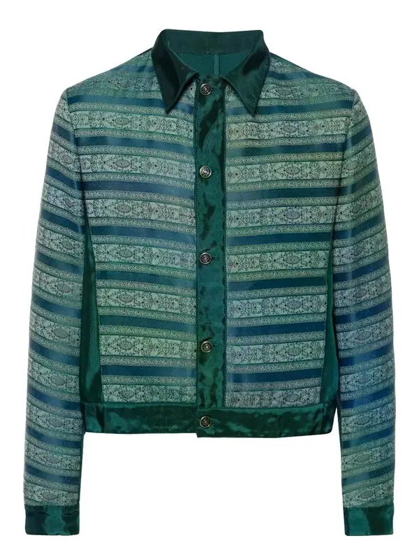 ROMEO GIGLI Floral-jacquard Jacket - Green