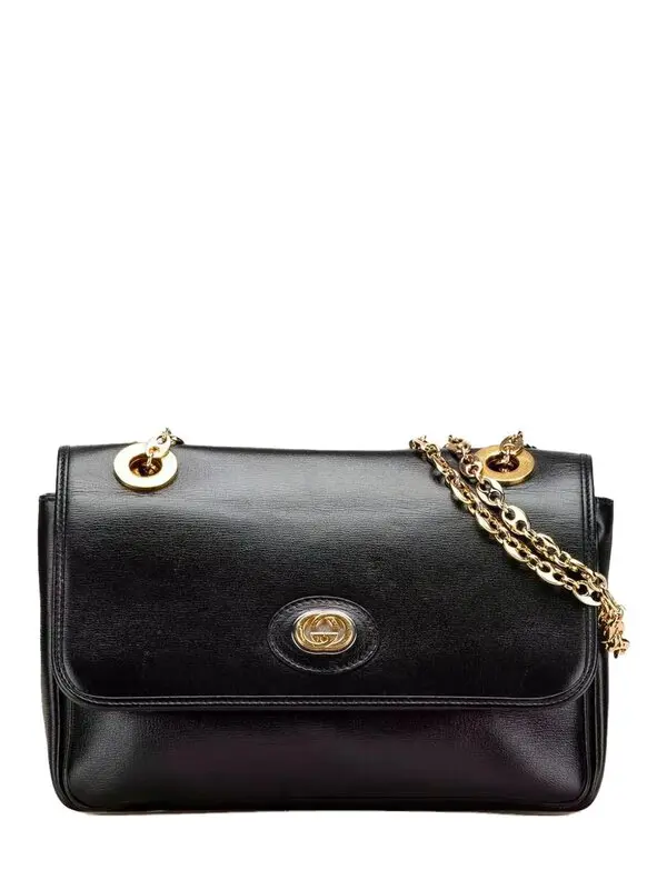 Gucci Small Leather Marina Chain Shoulder Bag - Black