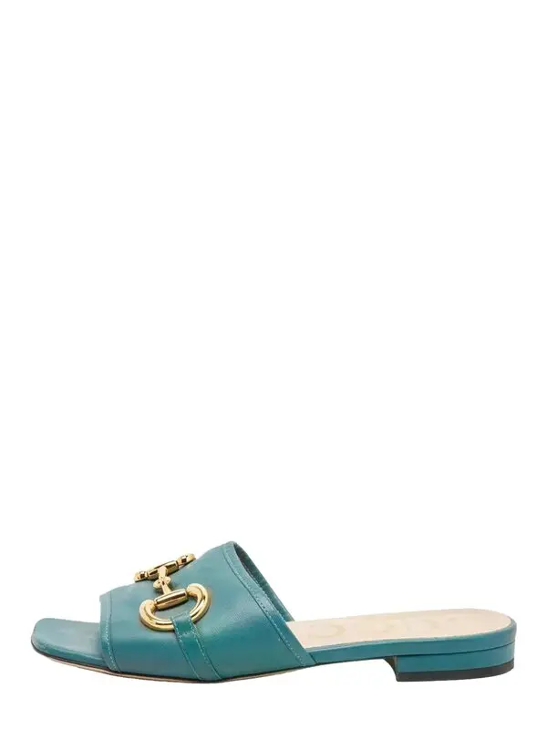 Gucci Leather Flat Sandals - Blue