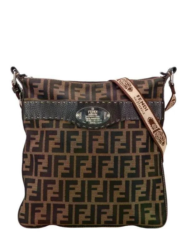 Fendi 2000-2010 Zucca Canvas Selleria Crossbody Bag - Brown