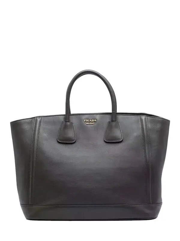 Prada City Calf Double Handle Shopping Tote Bag - Grey