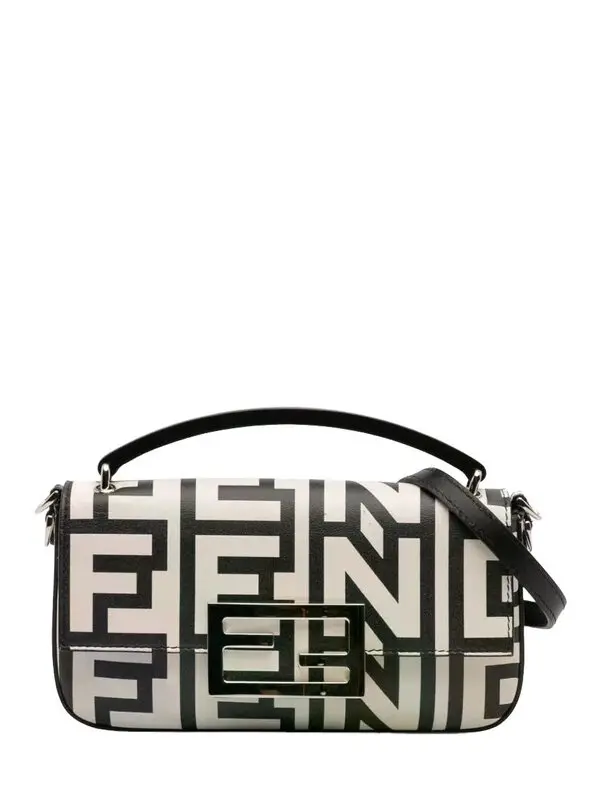 Fendi 2000-2010 Marc Jacobs Nappa Vitello King Logo Print Baguette Phone Pouch Satchel - White