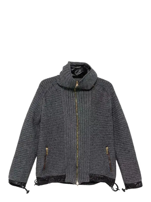Versace 2000s Wool Knit Jacket - Grey
