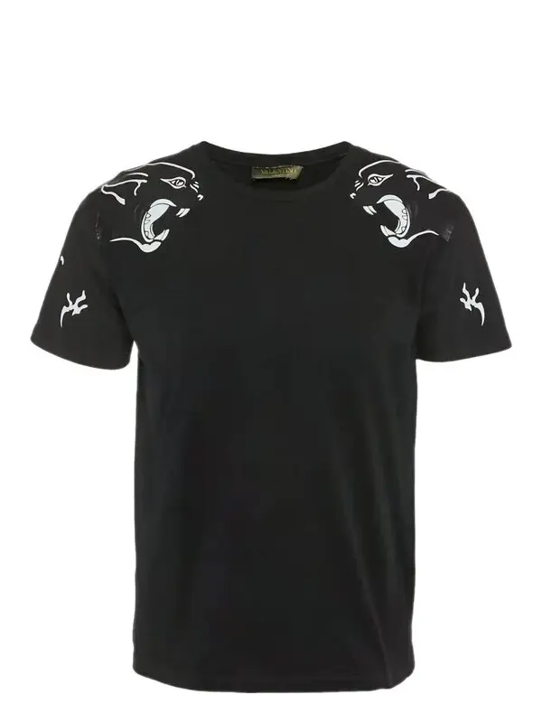 Valentino Garavani Panther-print Cotton T-shirt - Black