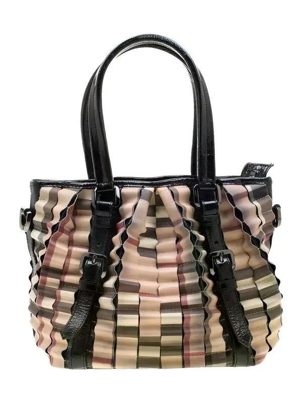 Burberry Nova Check Cartridge Pleat Tote Bag - Brown