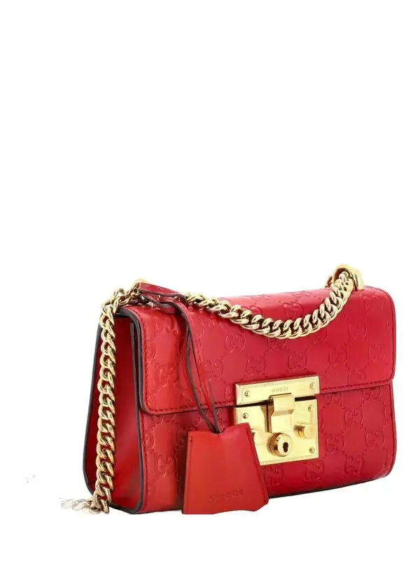 Gucci Padlock Sima Leather Small Crossbody Bag - Red