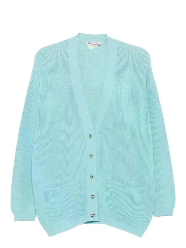 FERRAGAMO 1980s Button-detailed Cardigan - Blue