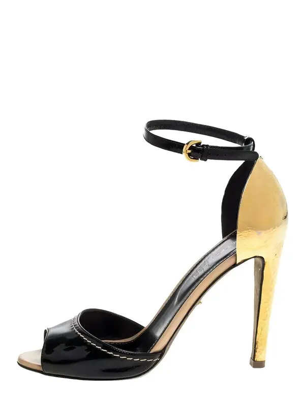 SERGIO ROSSI 110mm Leather Heeled Sandals - Black
