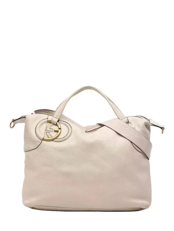 Gucci Leather Twill Satchel - White